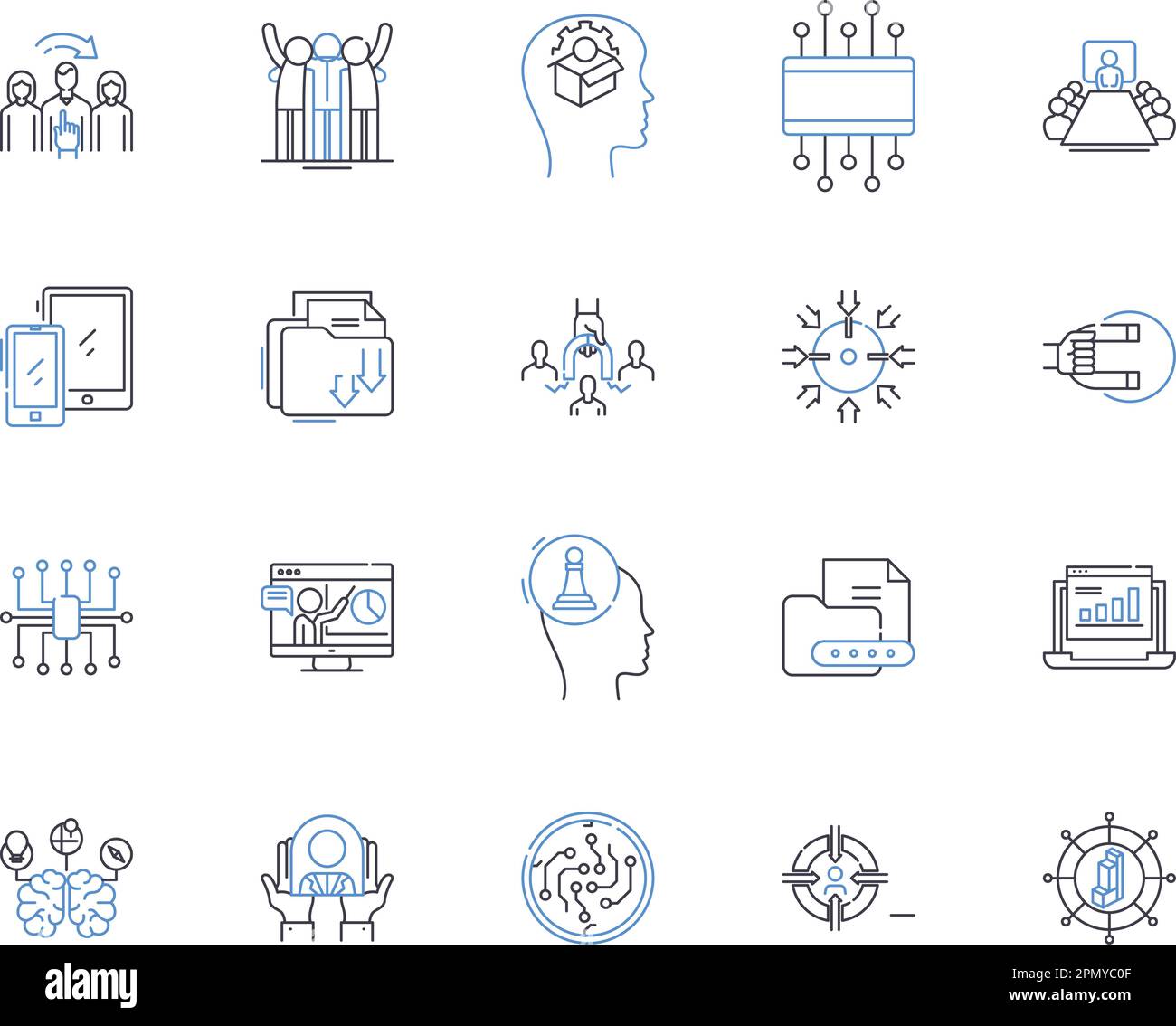 Business partnership outline icons collection. Alliance, Joint venture ...