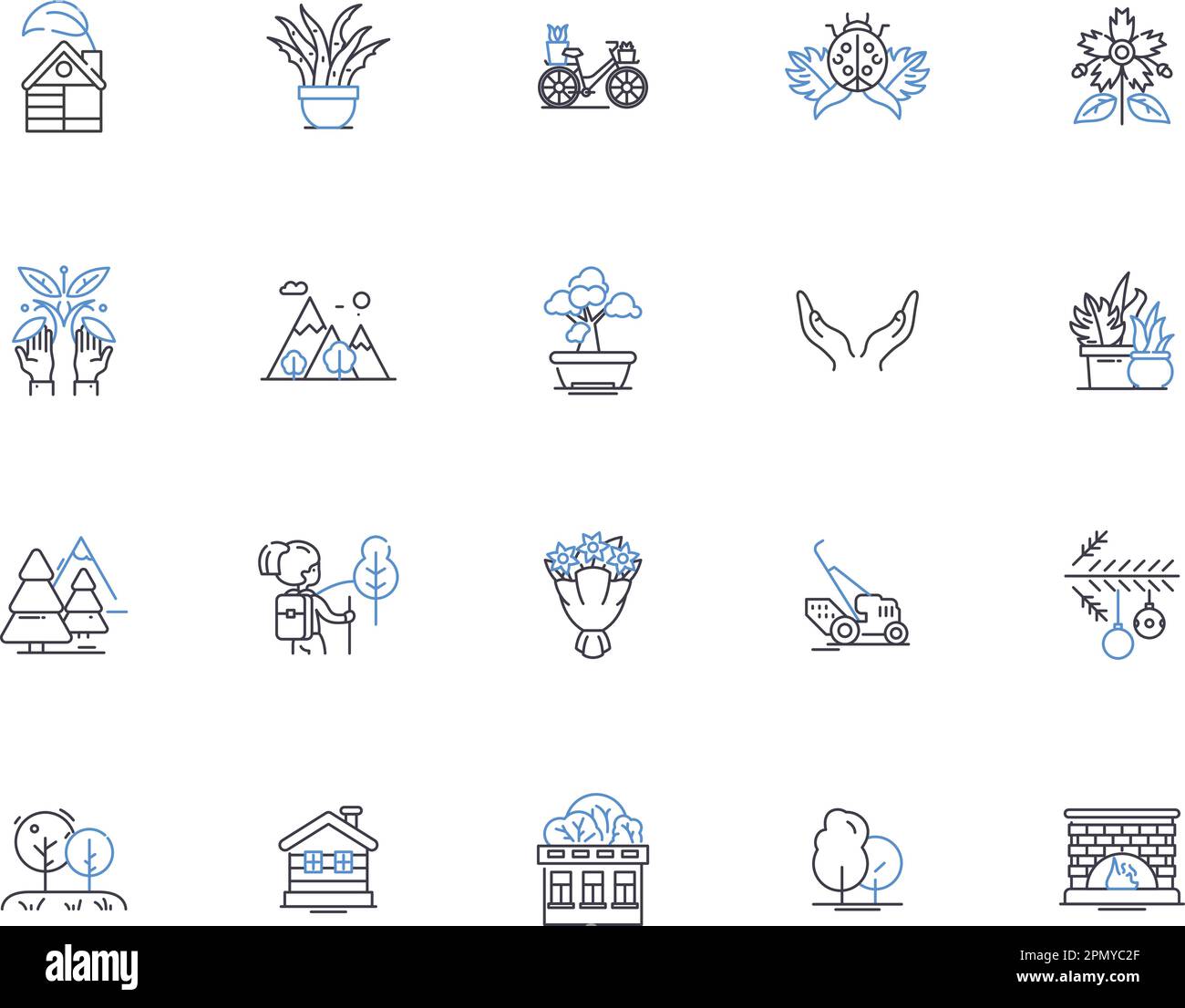 Horticulture outline icons collection. horticulture, gardening ...