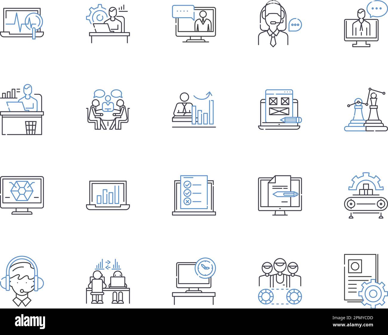 Working Management Outline Icons Collection Workforce Management