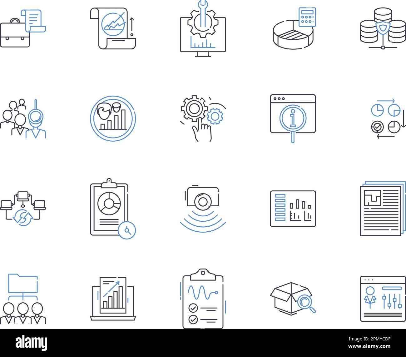Data and computer outline icons collection. Data, Computer, Analysis ...