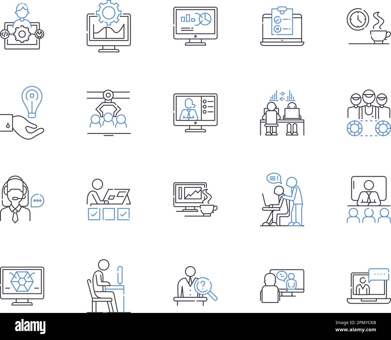 Corporation teamwork outline icons collection. Cooperation, Collaboration, Synergy ...