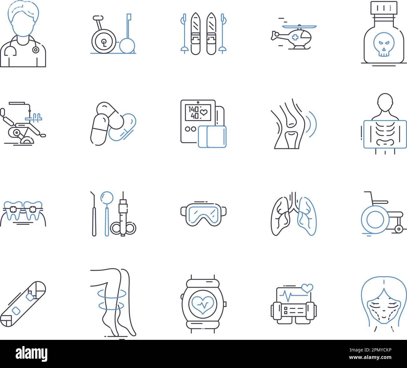 Health and sport outline icons collection. Fitness, Exercise, Wellness ...