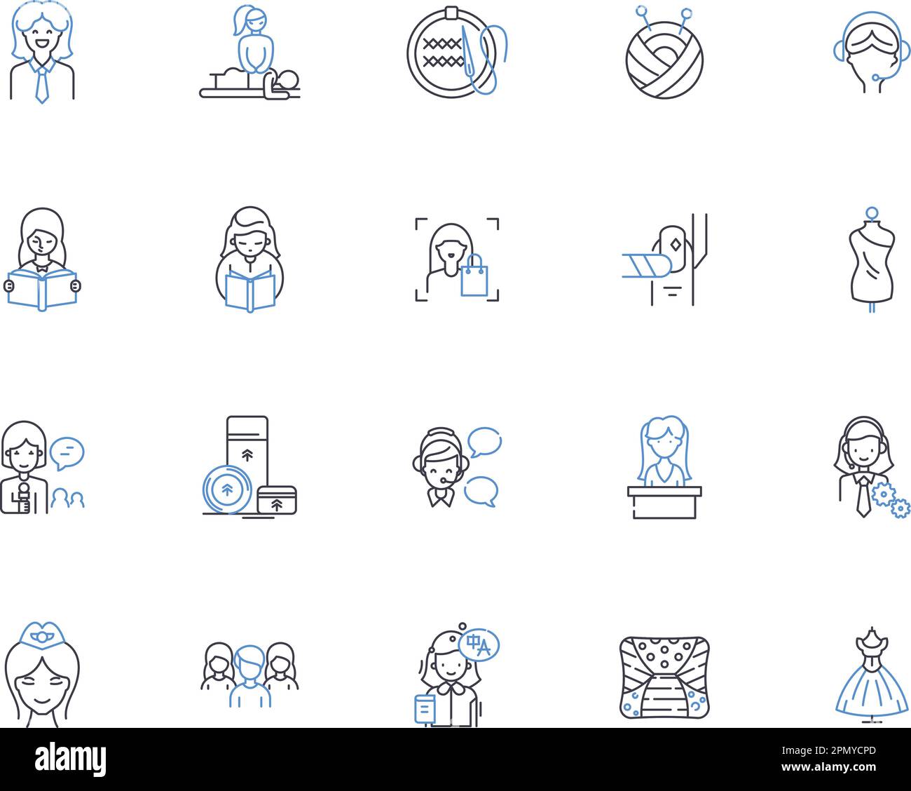 Women outline icons collection. Female, Ladies, Womenfolk, Ladies, She ...