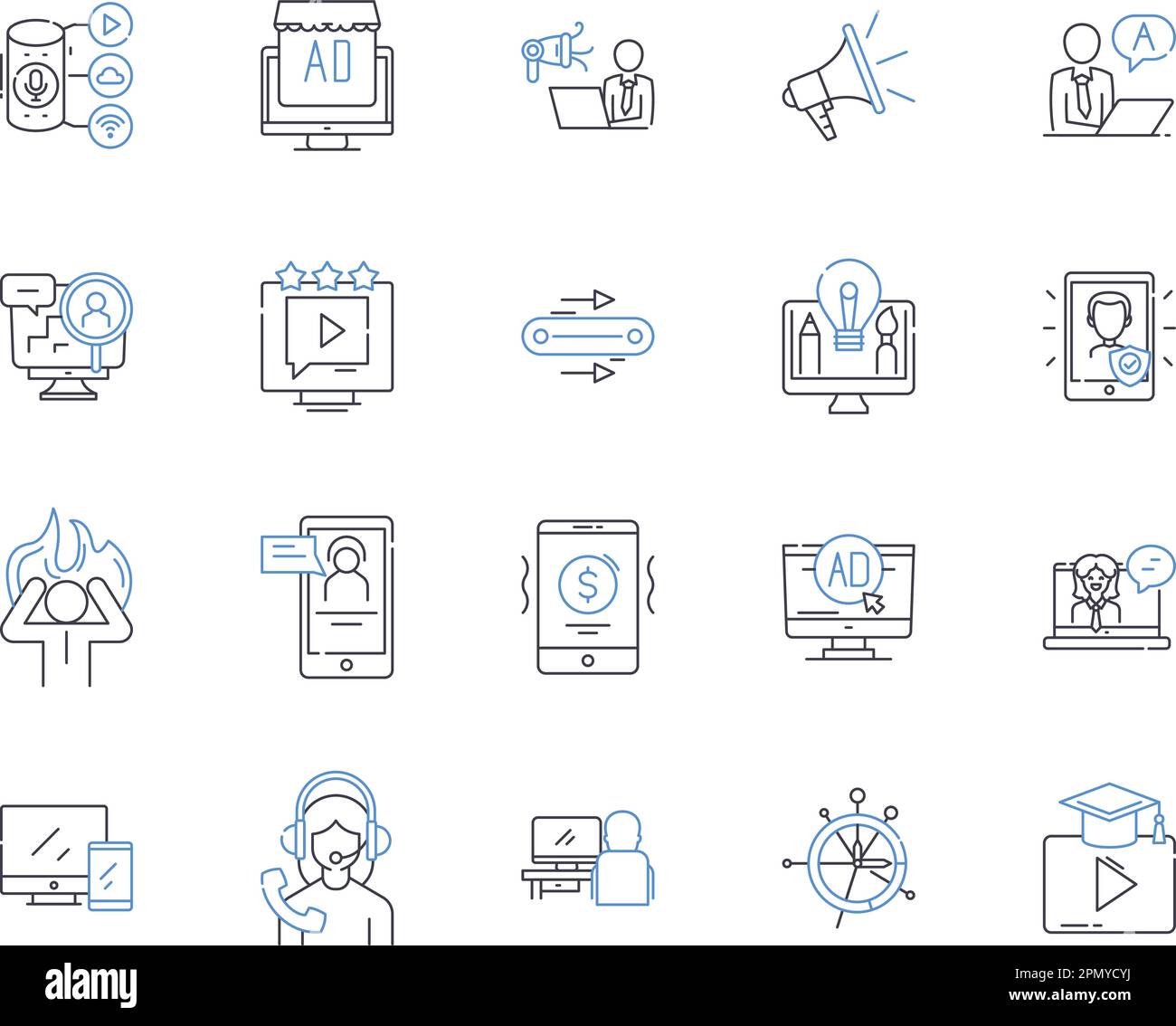Artificial intelligence learning outline icons collection. AI, Learning ... Artificial intelligence learning outline icons collection. AI, Learning ...