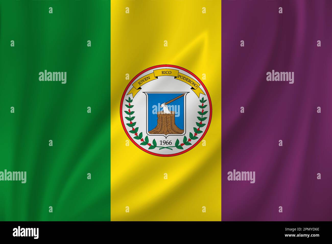 Flag of Quindio waving in the wind on silk background. Department ...
