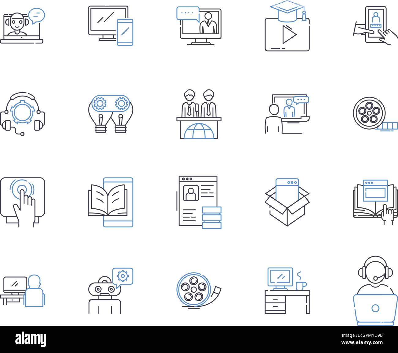 Media company outline icons collection. Media, Company, Broadcasting, Video, Production ...