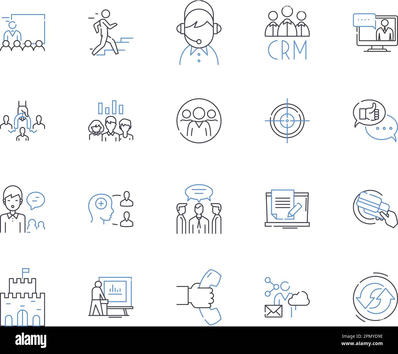Management department outline icons collection. Managing, Session ...