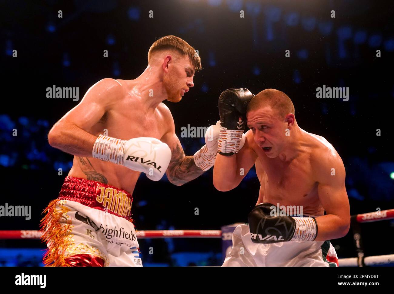 Eithan James (left) in action against Georgi Velichkov during their ...