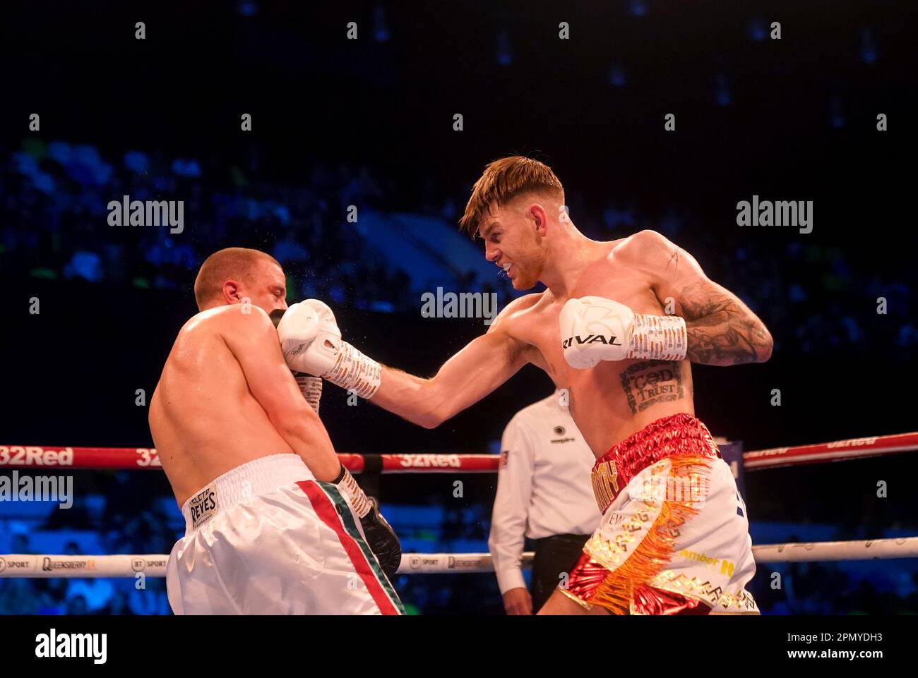 Eithan James (right) in action against Georgi Velichkov during their ...