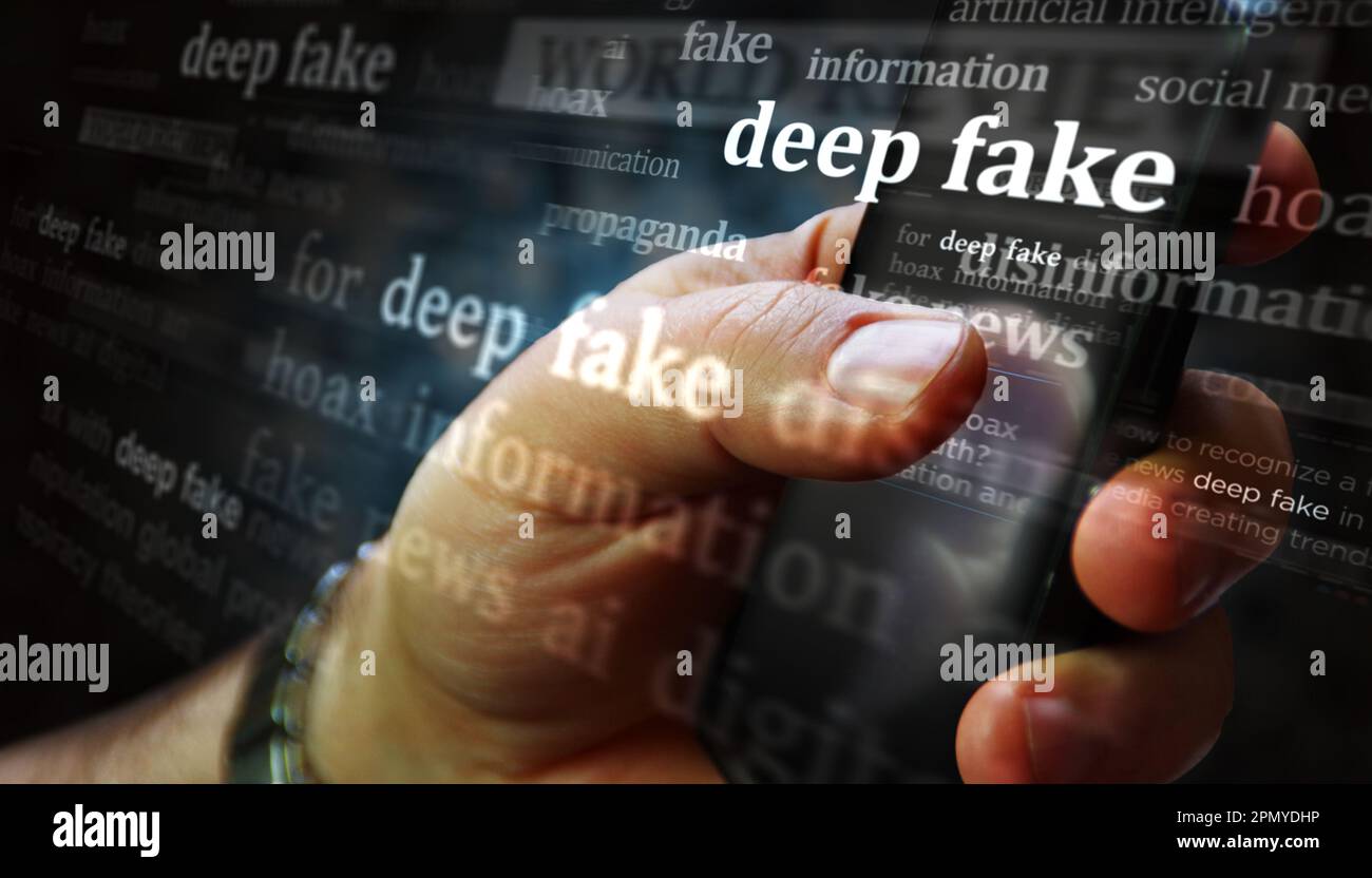Deep fake hoax false and ai manipulation social media on display ...