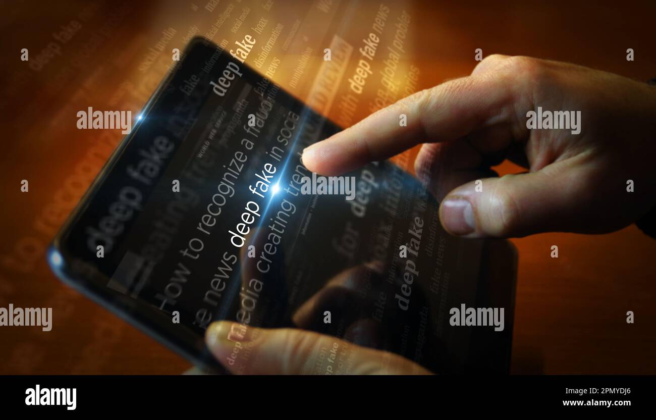 Deep fake hoax false and ai manipulation social media on display ...