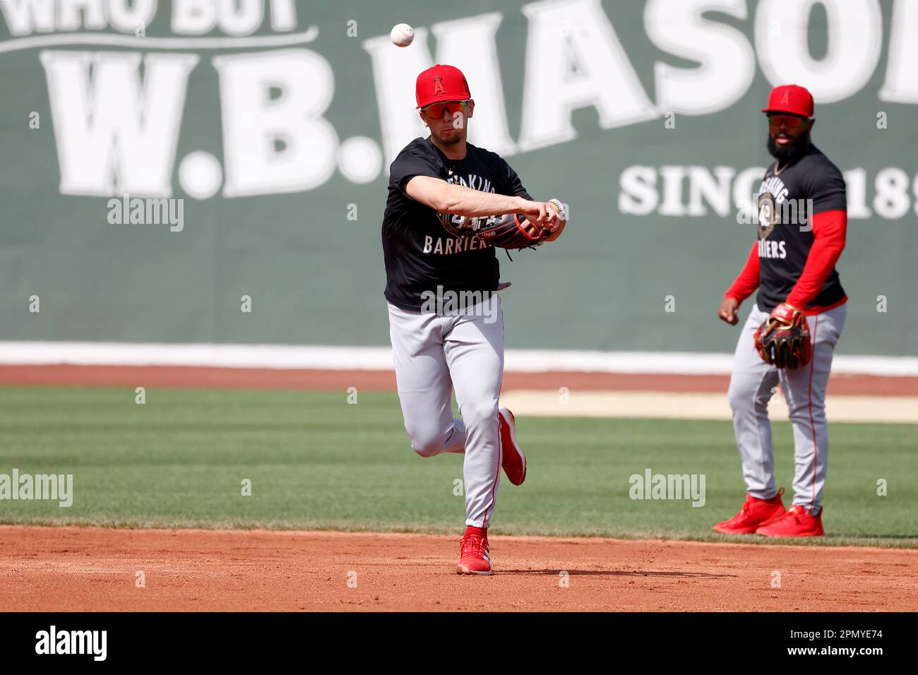 Los Angeles Angels shortstop Zach Neto throws to first during batting ...