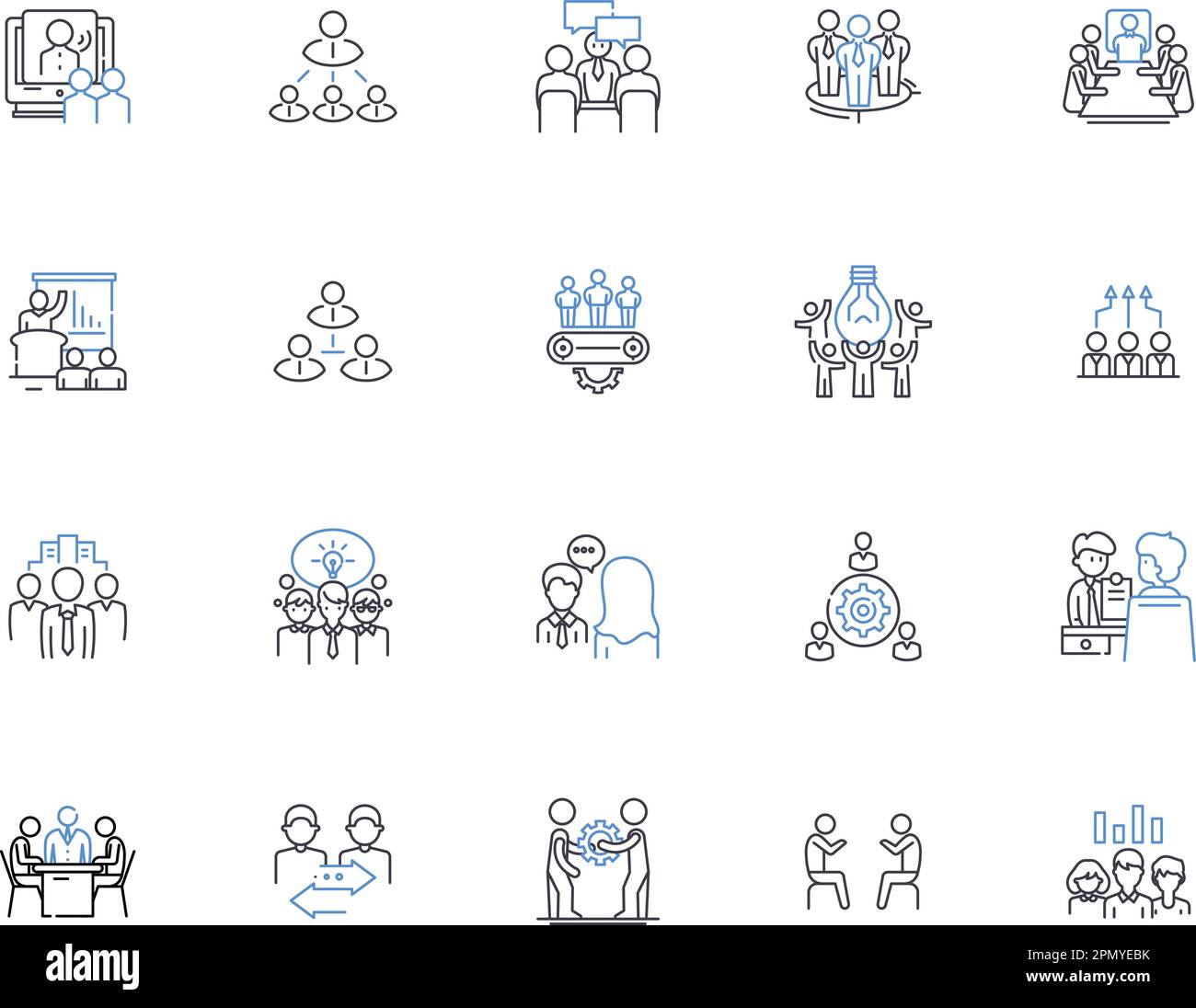 Business team outline icons collection. Business, Team, Collaboration, Cooperation, Organization ...
