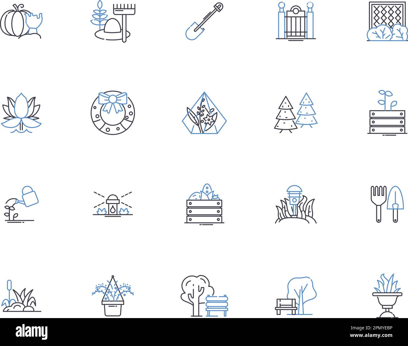Horticulture outline icons collection. horticulture, gardening ...