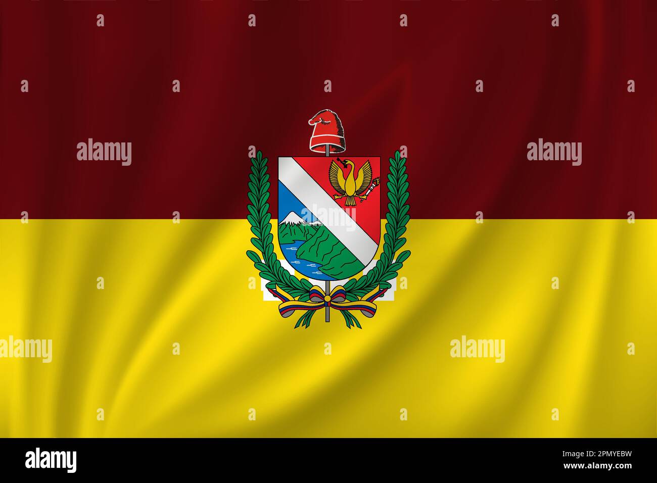 Flag of Tolima waving in the wind on silk background. Department ...