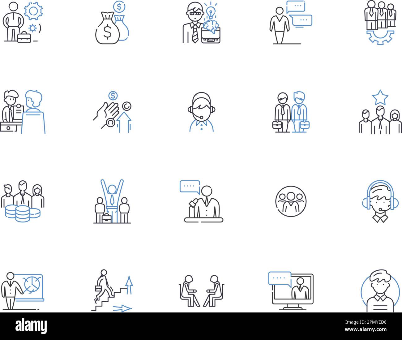 Personal growth outline icons collection. Development, Progress, Improvement, Expansion ...
