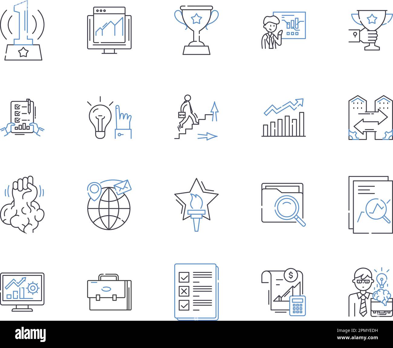 Business growth outline icons collection. Success, Expansion ...
