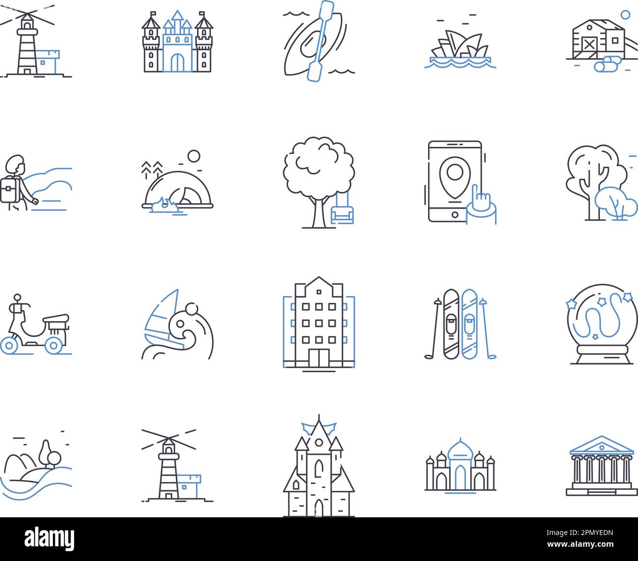 World voyage outline icons collection. Voyage, World, Tour, Journey ...