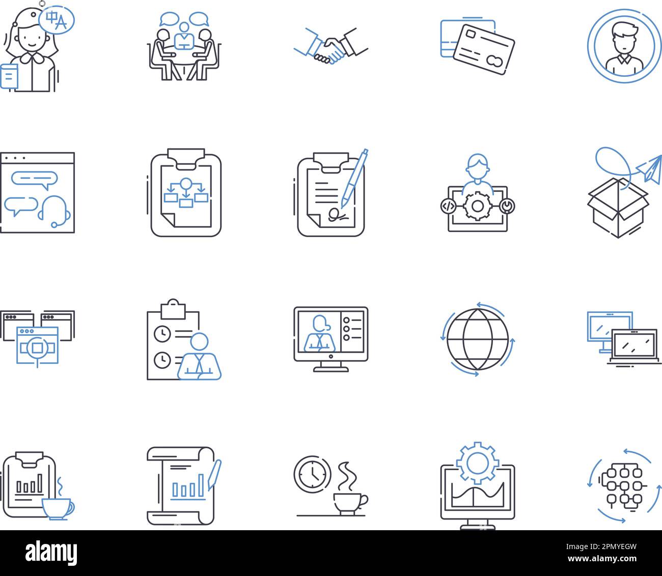 Corporation office space outline icons collection. Corporate, Office ...