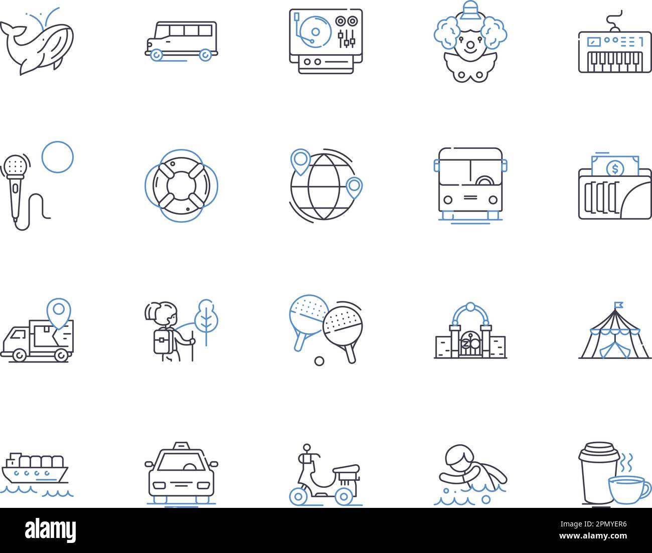 Travel and active people outline icons collection. Travellers, Active ...