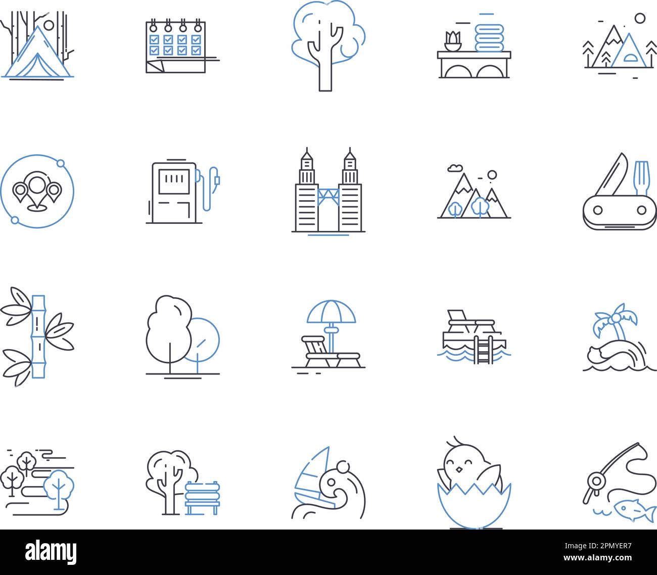 Wildnature trip outline icons collection. Wildnature, trip, hiking ...