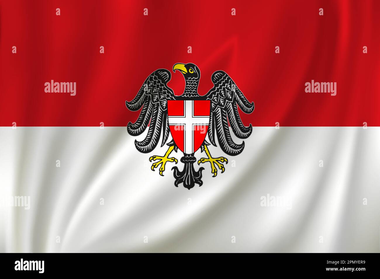 Flag of Vienna waving in the wind on silk background Stock Vector Image ...