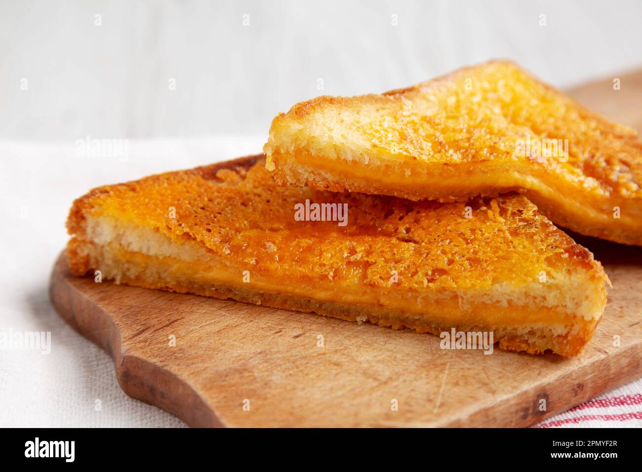 Homemade Inside-Out Grilled Cheese Sandwich, side view. Close-up Stock ...