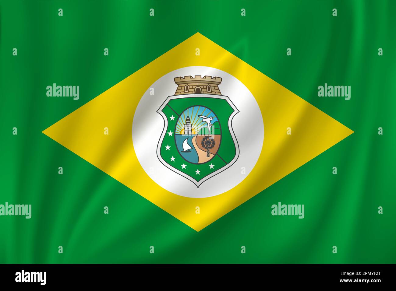 Flag of Ceara waving in the wind on silk background. State Brazil Stock ...