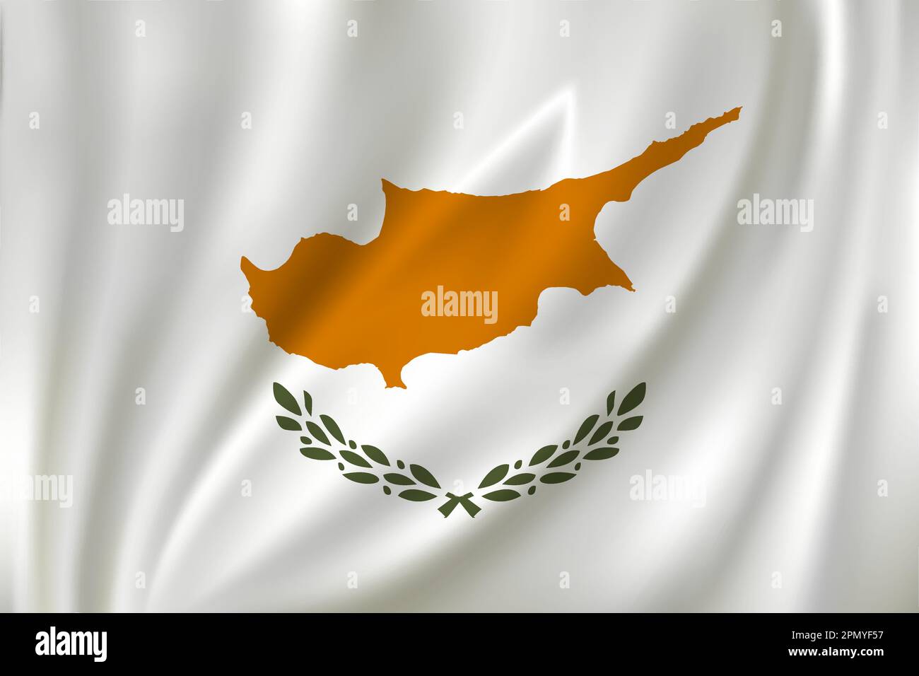 Flag of Cyprus waving in the wind on silk background Stock Vector Image ...