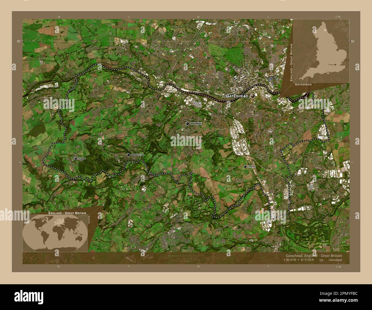 Gateshead, unitary authority of England - Great Britain. Low resolution ...