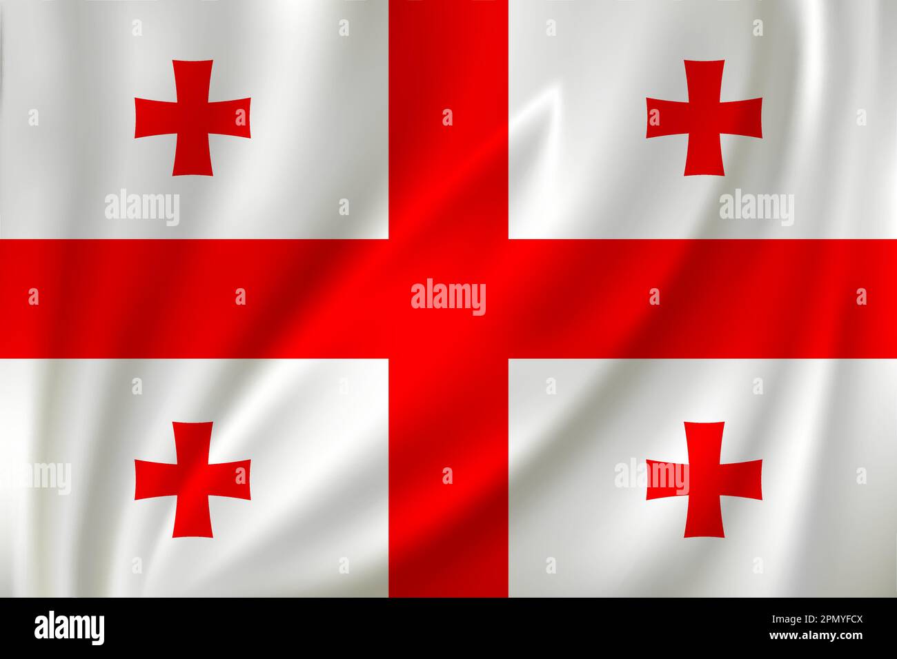 Flag of Georgia waving in the wind on silk background Stock Vector ...