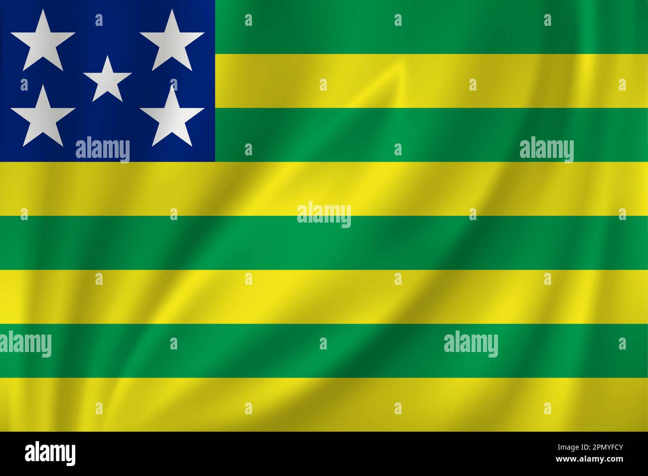 Flag of Goias waving in the wind on silk background. State Brazil Stock ...