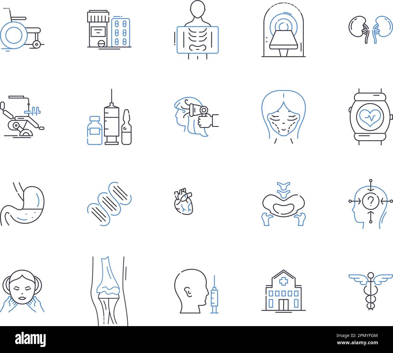 Health check up outline icons collection. Examination, Diagnosis ...