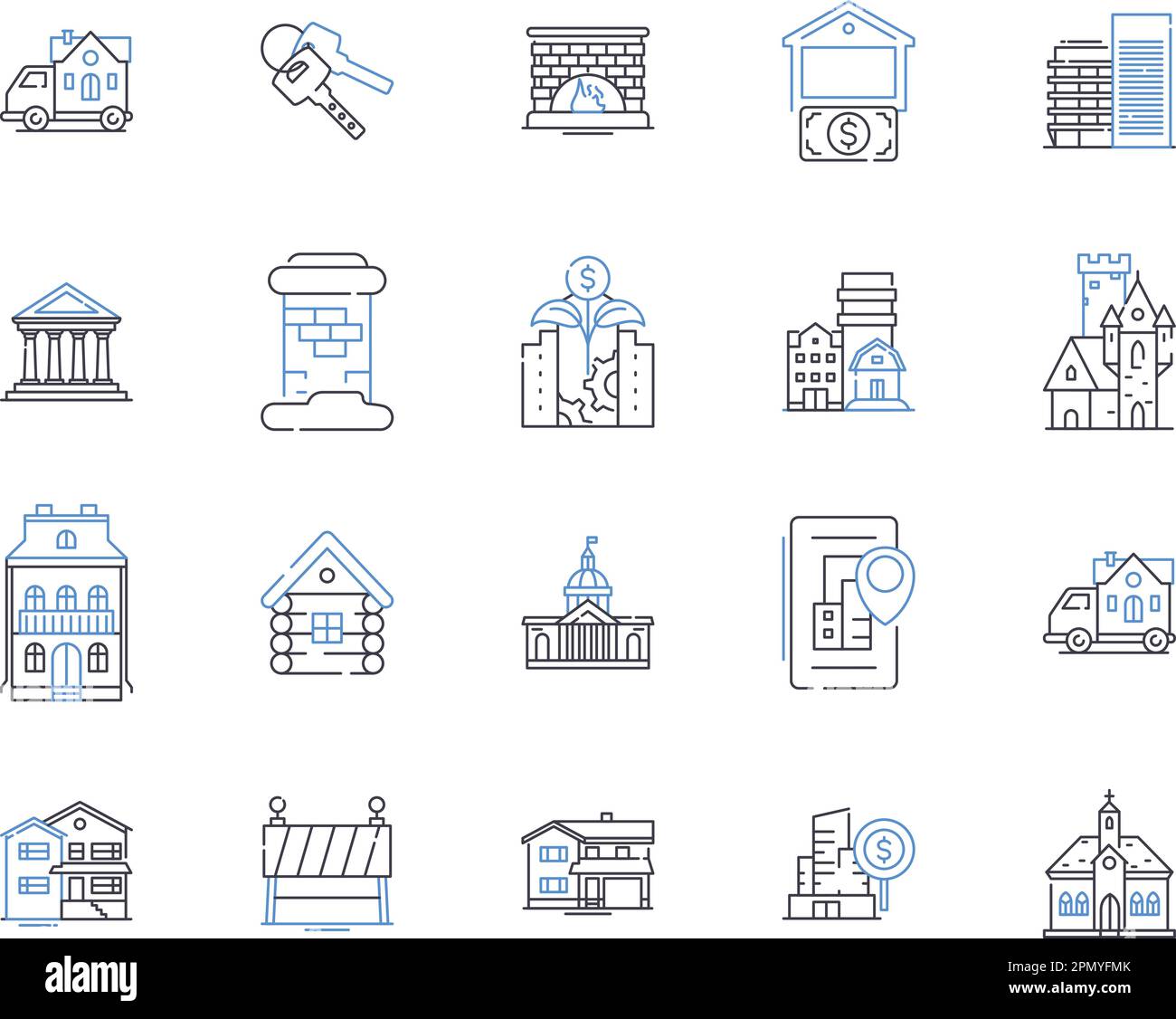 Realty and building outline icons collection. Realty, Building, Estate ... Realty and building outline icons collection. Realty, Building, Estate ...