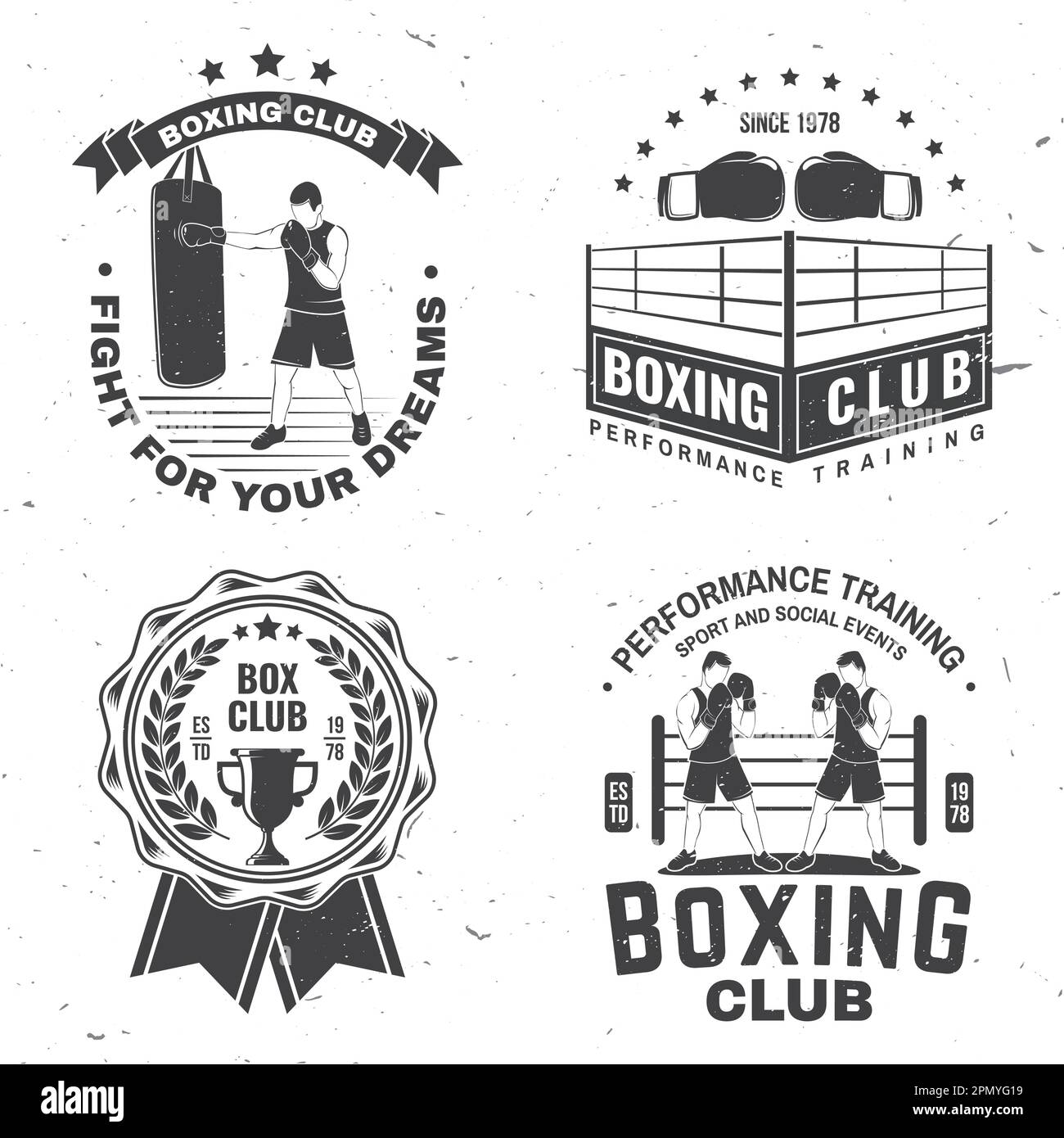Set of Boxing club badge, logo design. Vector illustration. For Boxing ...