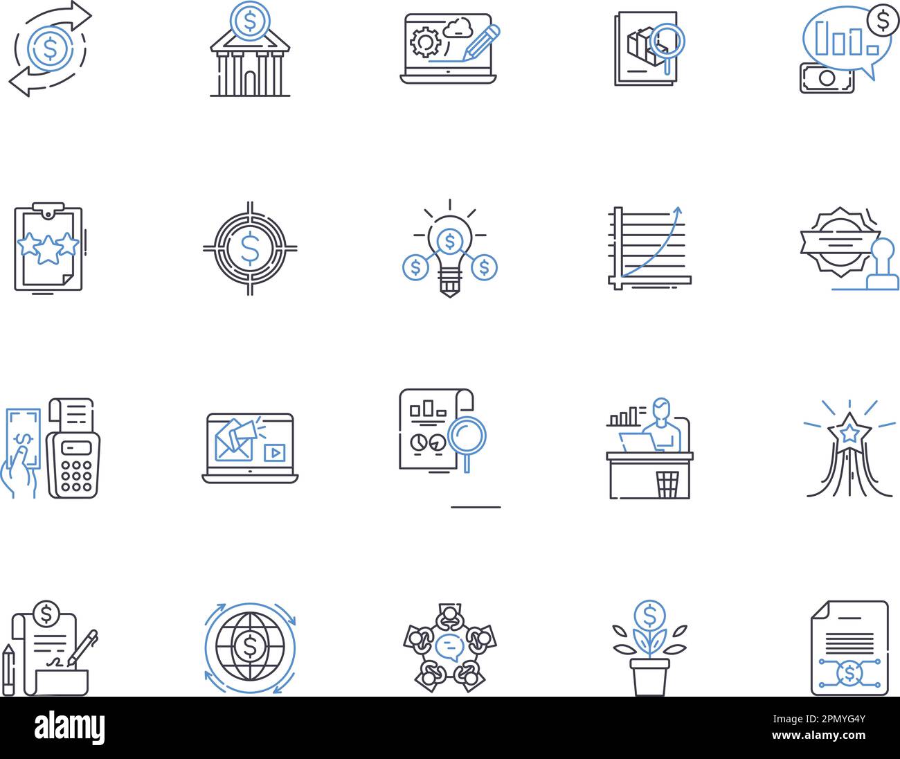 Business valuation outline icons collection. Business, Valuation ...