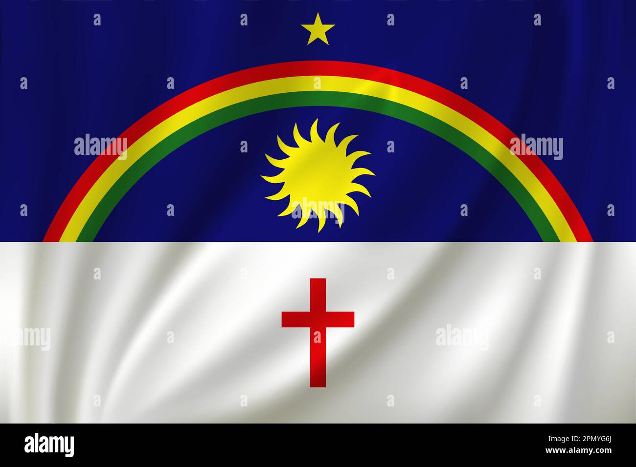 Flag of Pernambuco waving in the wind on silk background. State Brazil ...