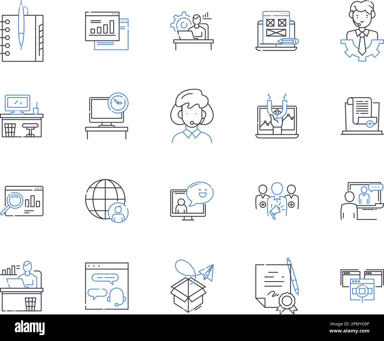 Corporation teamwork outline icons collection. Cooperation, Collaboration, Synergy ...