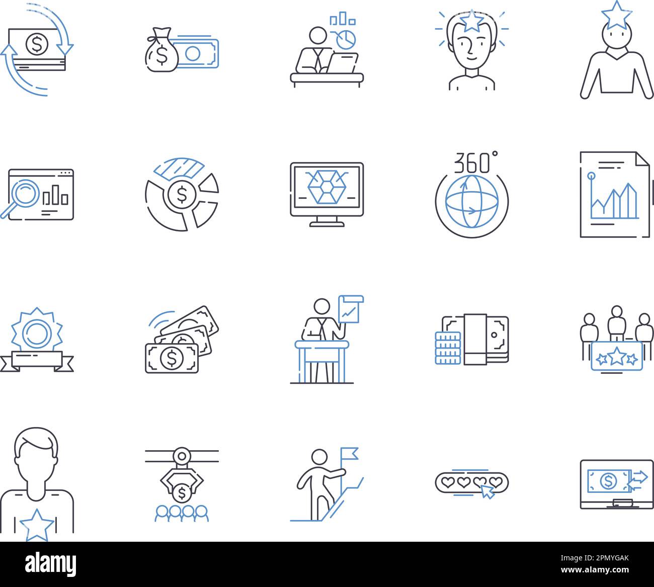 Financial achievment outline icons collection. Wealth, Prosperity ...