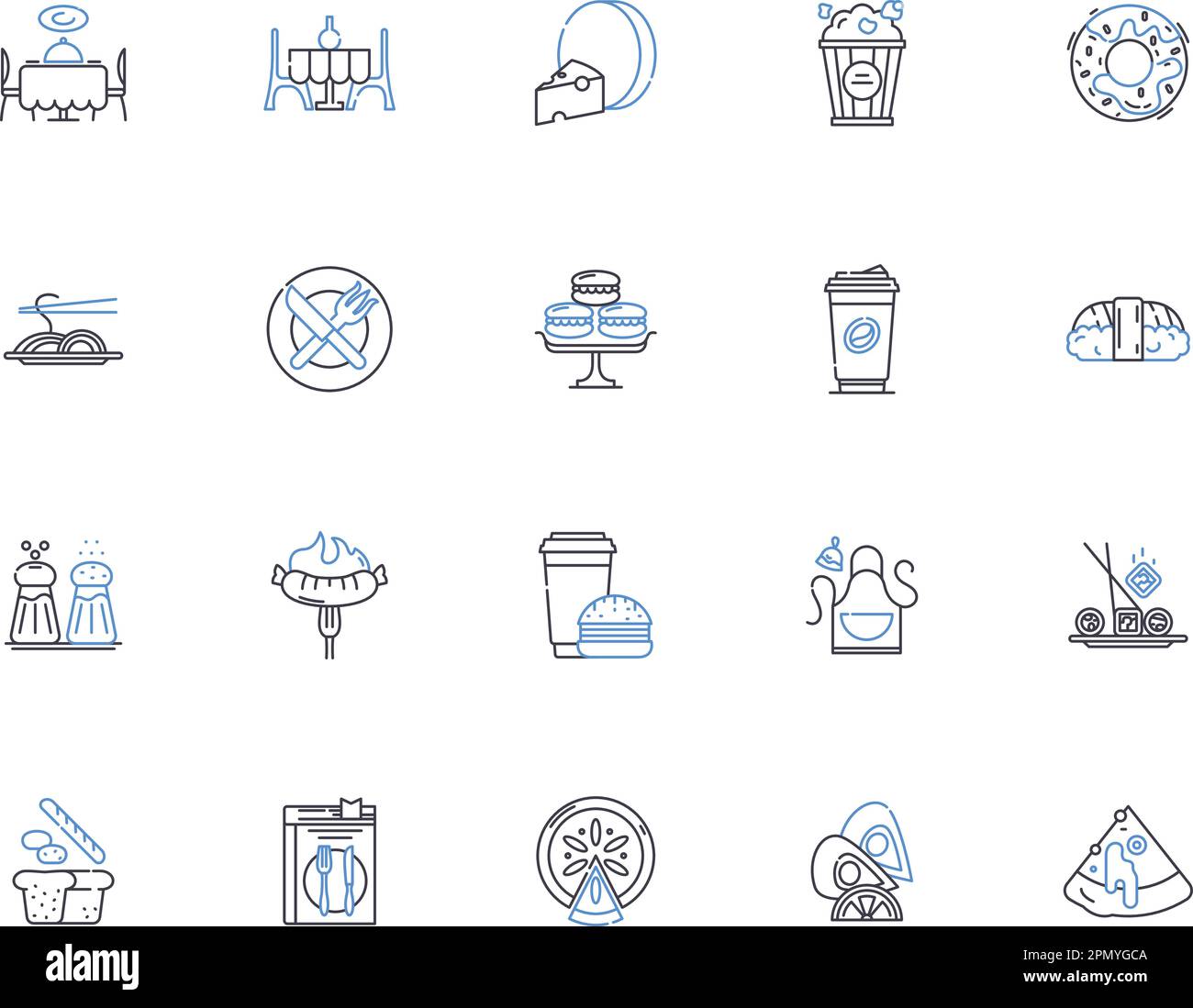 Gastronomy outline icons collection. Cuisine, Cookery, Food, Dishes ...