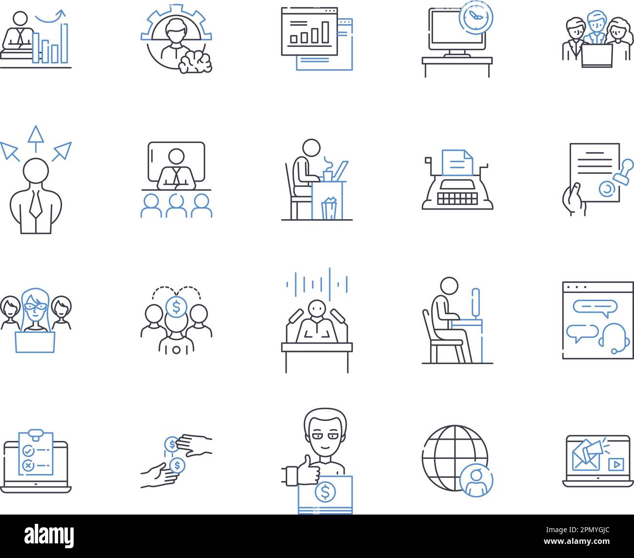 Working business outline icons collection. Operations, Entrepreneur ...