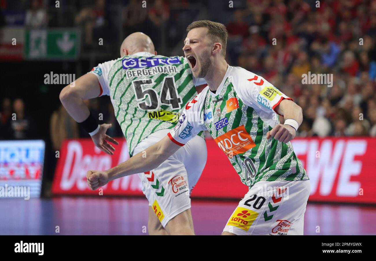 Cologne, Deutschland. 15th Apr, 2023. firo : April 15th, 2023, Handball DHB Cup semi-finals SC ...