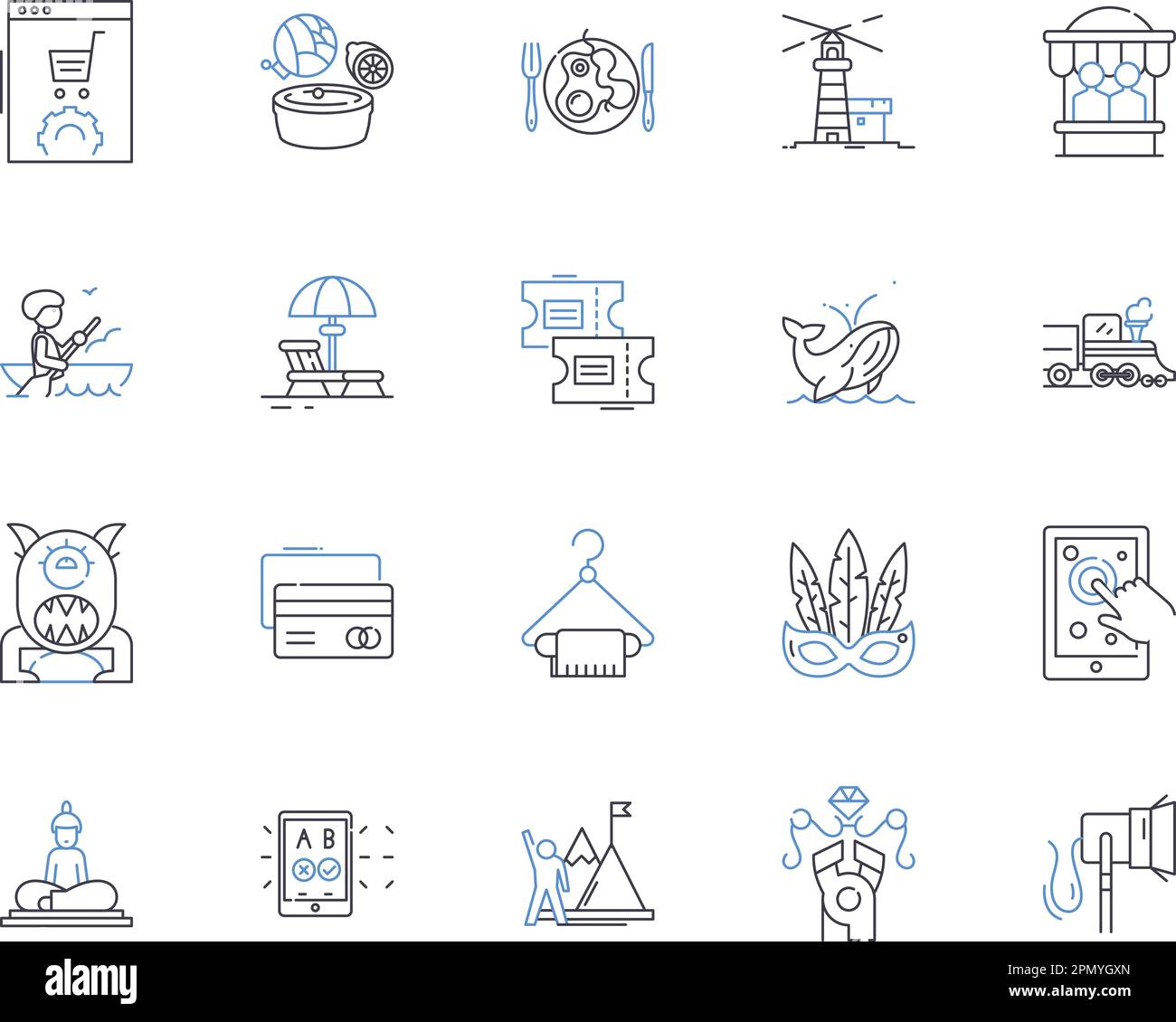 Luxury travel outline icons collection. Voyage, Luxe, Exotic, Lavish, Pamper, Expensive ...