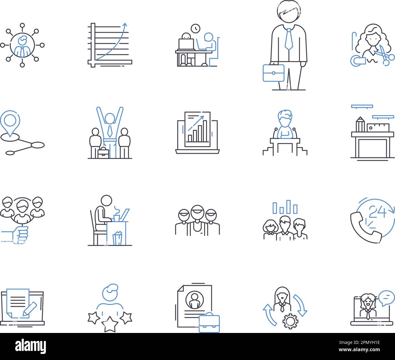 Empoyee Workflow Outline Icons Collection Employee Workflow Management Process Automation