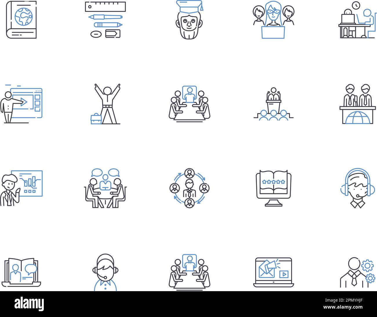 Teaching Outline Icons Collection Tutor Instruct Educate Guide Coach Direct Lecture