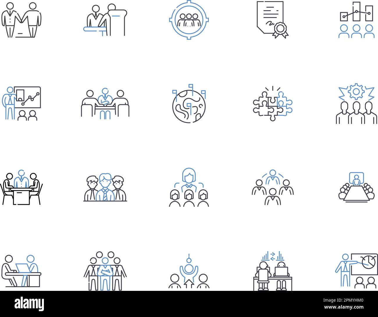 Partnership outline icons collection. Collaboration, Association, Union ...