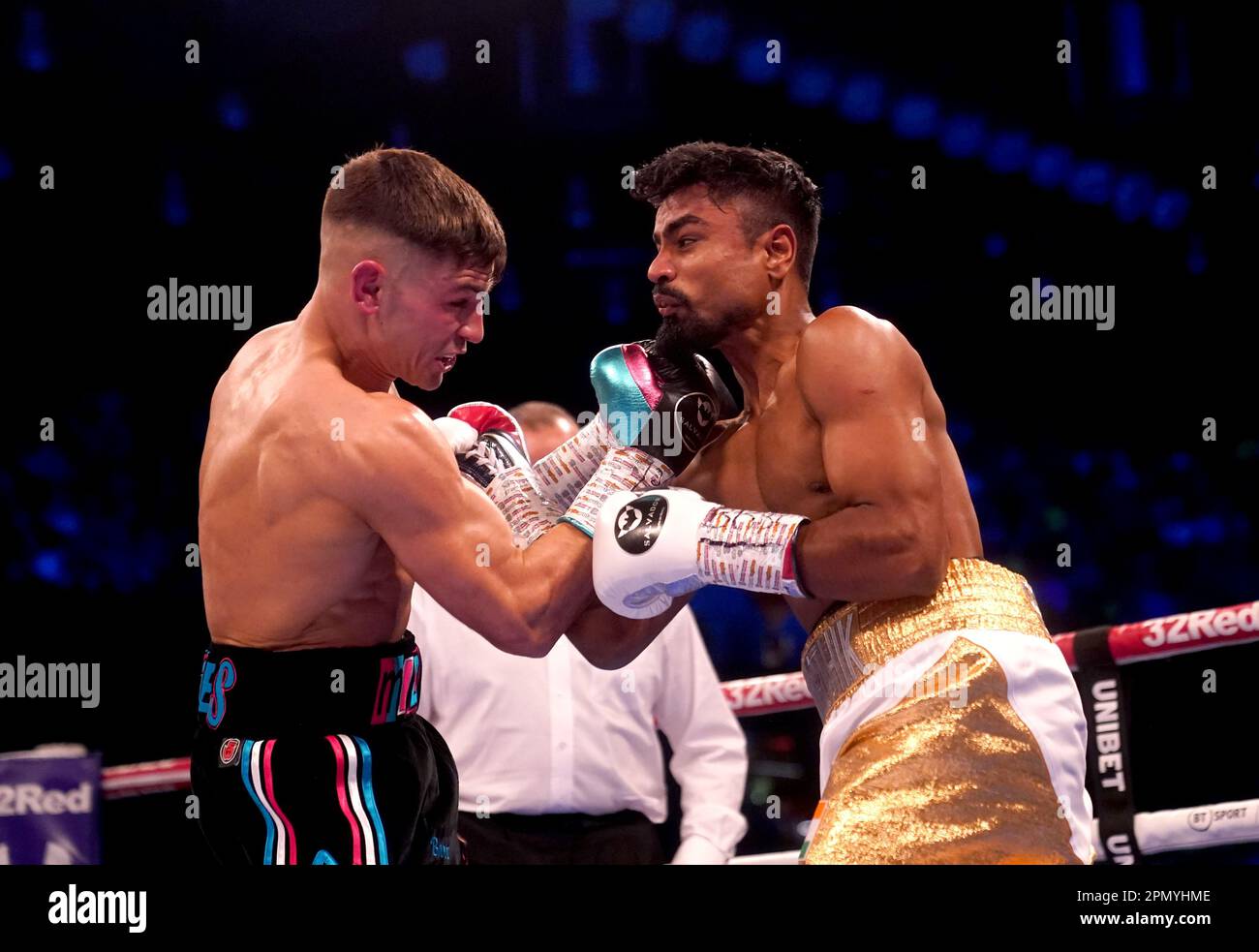Sam Noakes (left) in action against Karthik Sathish Kumar during their ...
