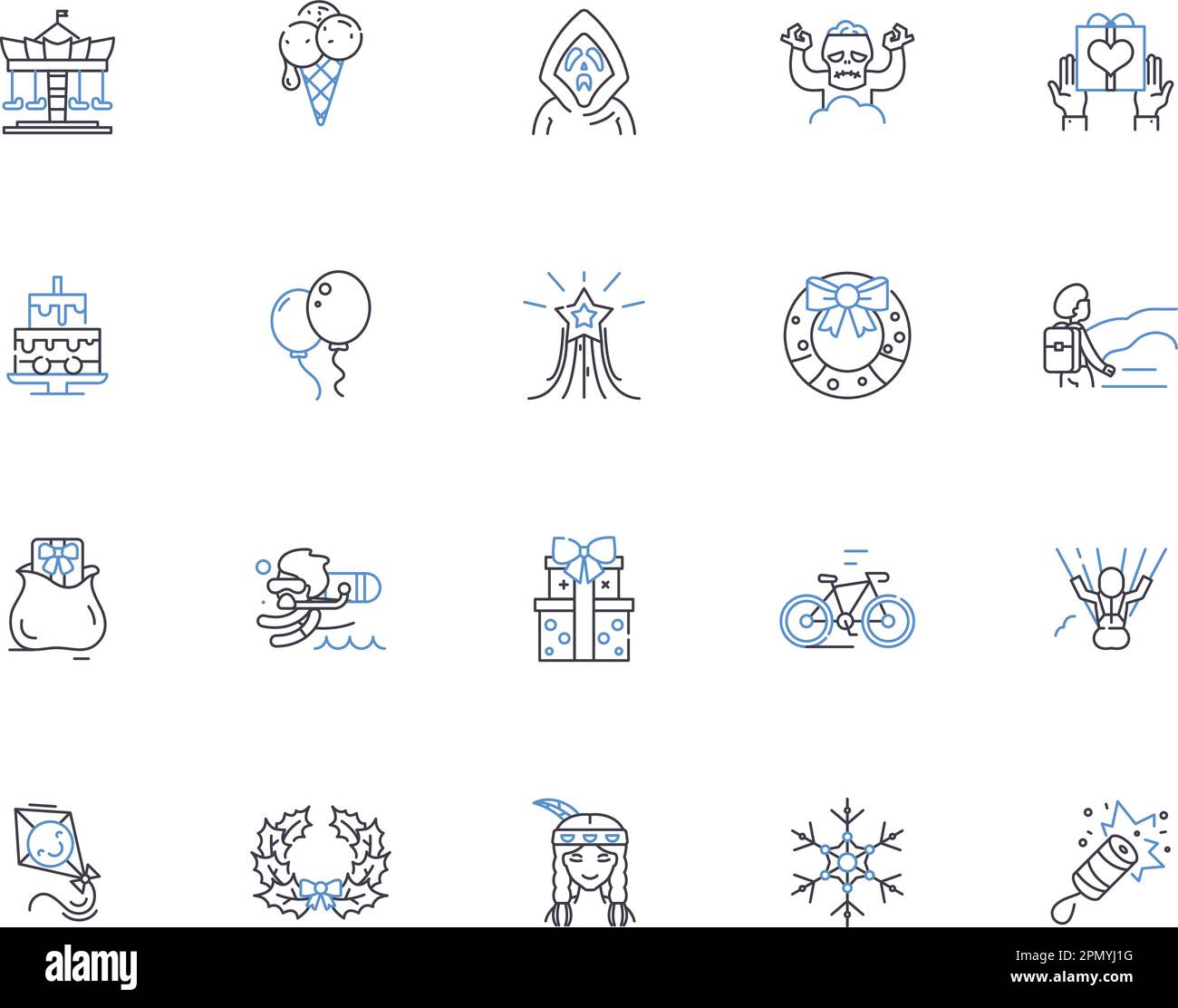 Holidays outline icons collection. Vacation, Festive, Trip, Celebration ...