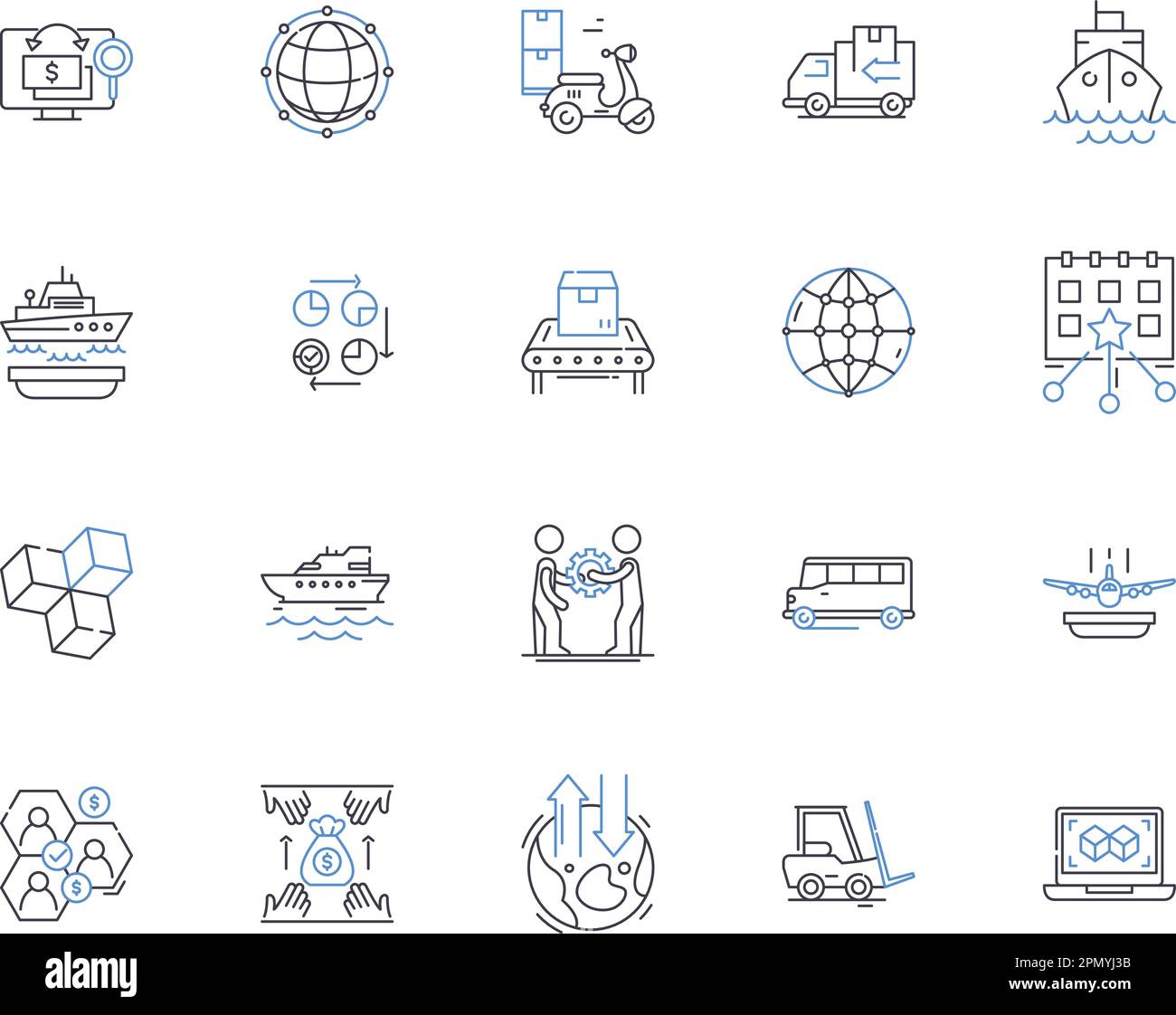 Transportation management outline icons collection. Shipping, Logistics ...