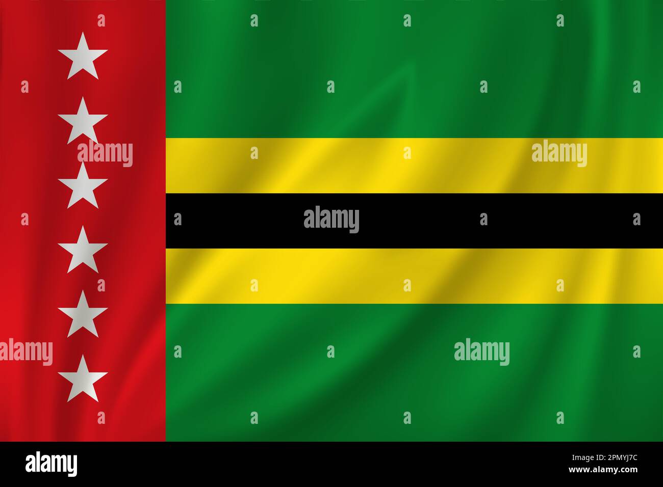 Flag of Santander waving in the wind on silk background. Department ...